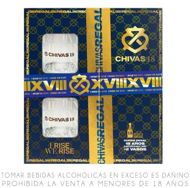 Whisky Chivas Regal 18 Años + 2 Vasos Botella 700 mL | Tottus Perú