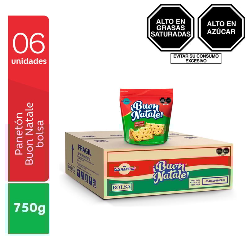 Caja x 6 Panetón Buon Natale Bolsa x 750 g | Tottus Perú