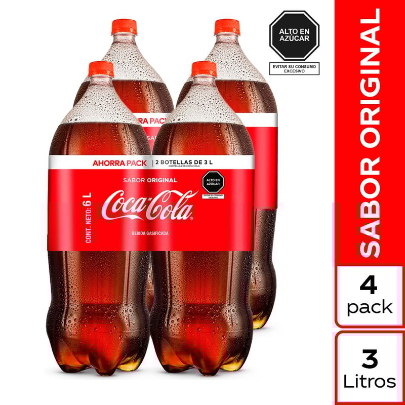 Fourpack Gaseosa Coca Cola Bt 3L | Tottus Perú