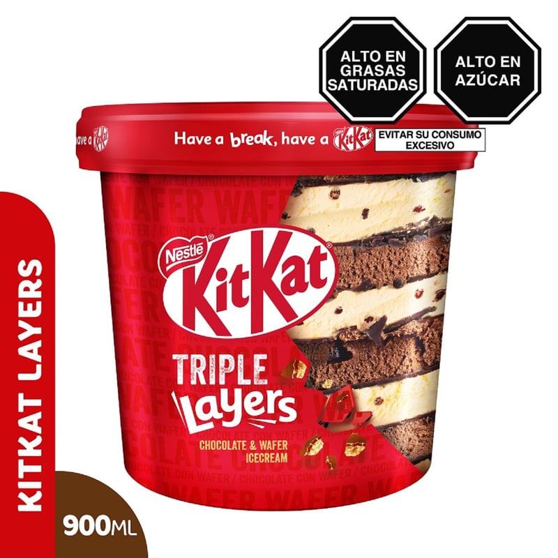 Helado Kit Kat Triple Layers Pote 900 mL | Tottus Perú