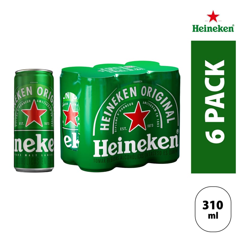 Cerveza Heineken Six Pack Lata 310 mL | Tottus Perú