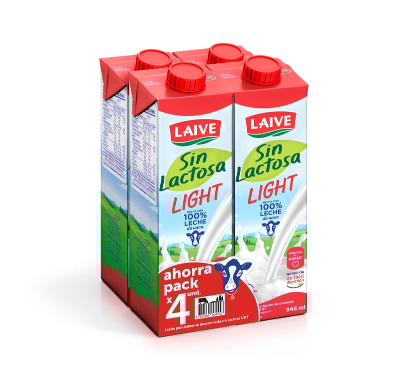 Fourpack Leche Light Sin Lactosa x 946 mL | Tottus Perú