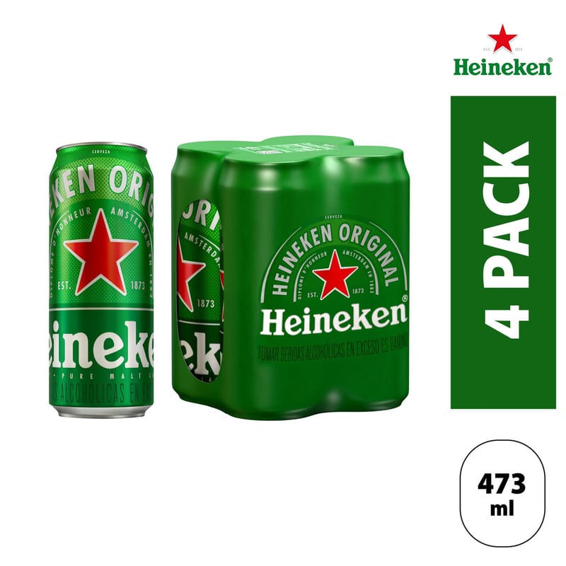 Cerveza Heineken Pack 4 Und Lata 473 mL | Tottus Perú