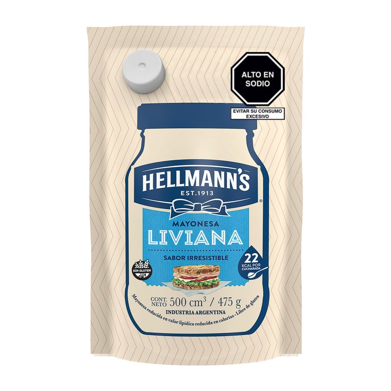 Mayonesa Hellmanns Ligera Doypack 475 g | Tottus Perú