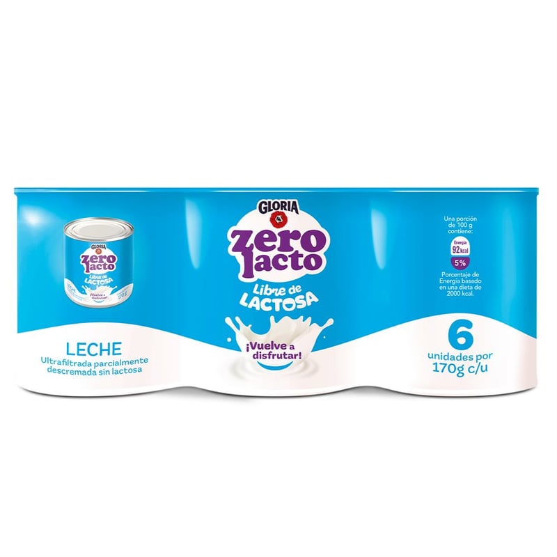 Sixpack Leche Gloria Zero Lacto x 170 g | Tottus Perú