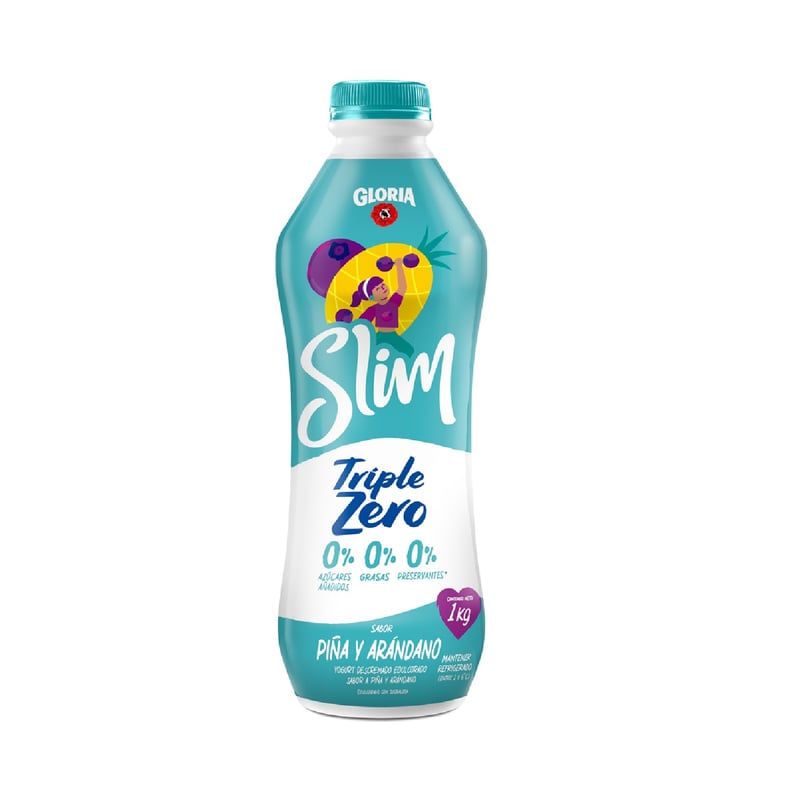 Yogurt Slim Gloria Piña Y Arándano Botella 1 kg | Tottus Perú
