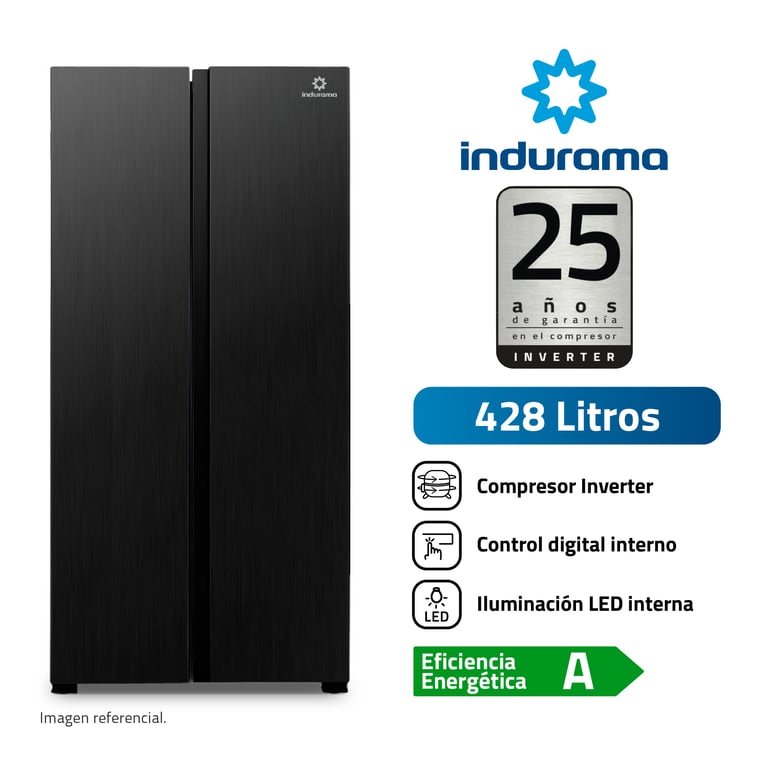 Refrigeradora Side By Side 428L Inverter Negro | Tottus Perú