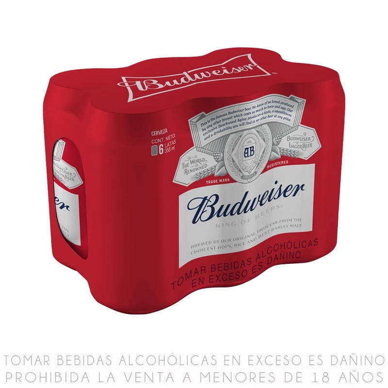 Cerveza Budweiser Pack 6 Und 355 mL | Tottus Perú