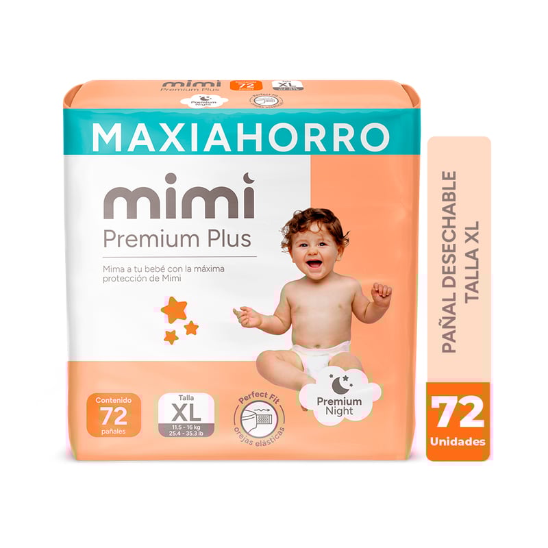 Pañal Premium Mimi Plus Maxiahorro Xl Pack 72 Unidades | Tottus Perú