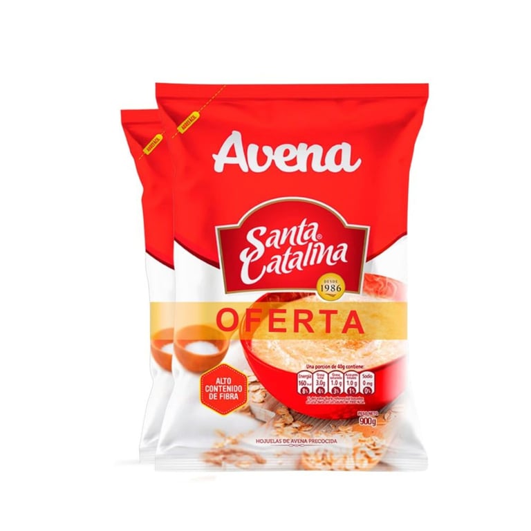 Duopack Avena Precocida Santa Catalina Bolsa x 900 g | Tottus Perú