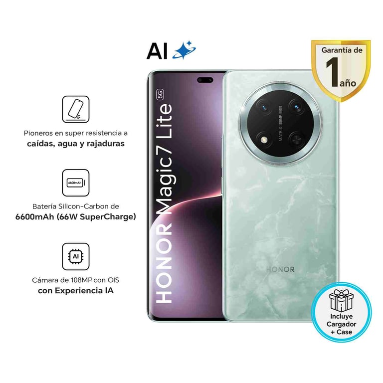 Smartphone Honor Magic 7 Lite 8Gb 512Gb Jade Cyan | Tottus Perú