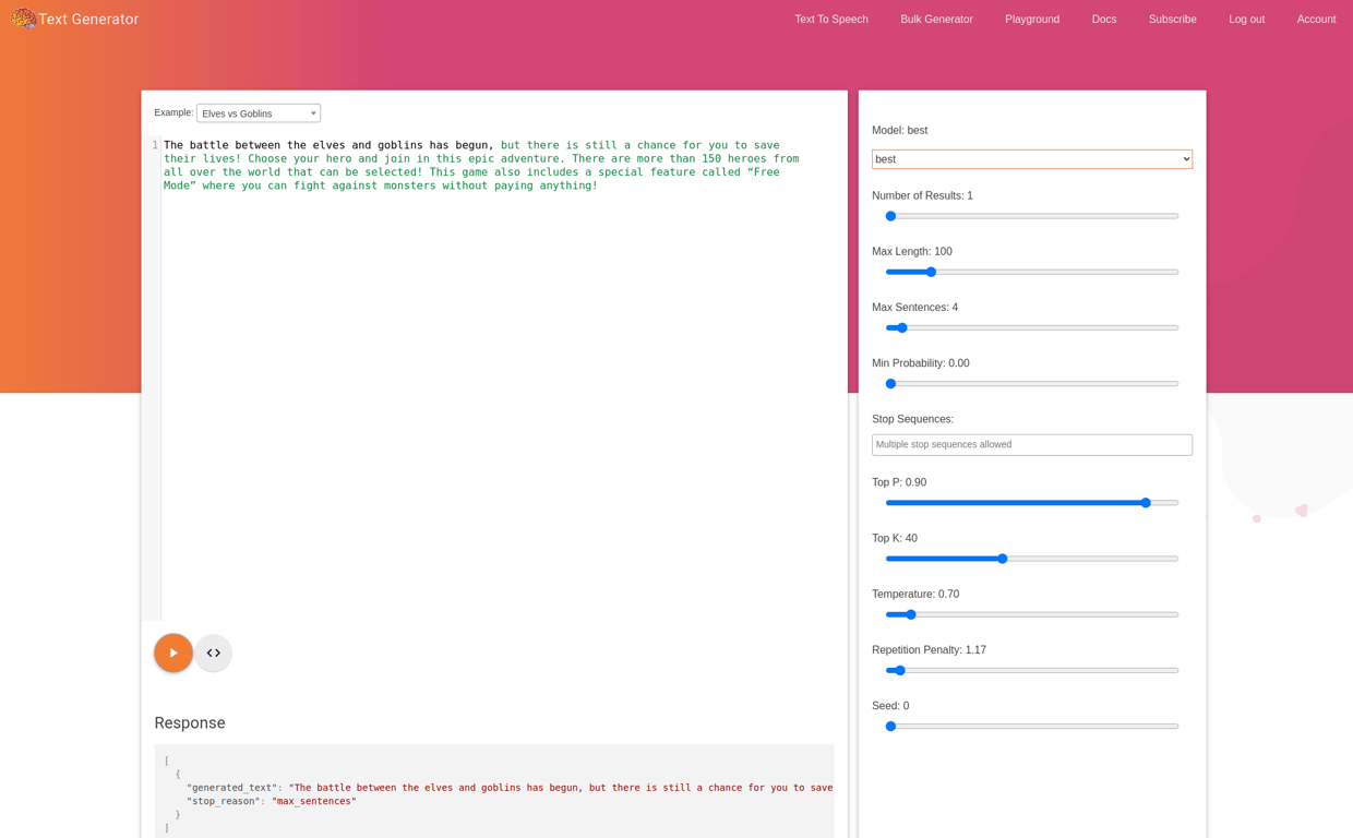 Recent Update and Overview of Text Generator - for 2025
