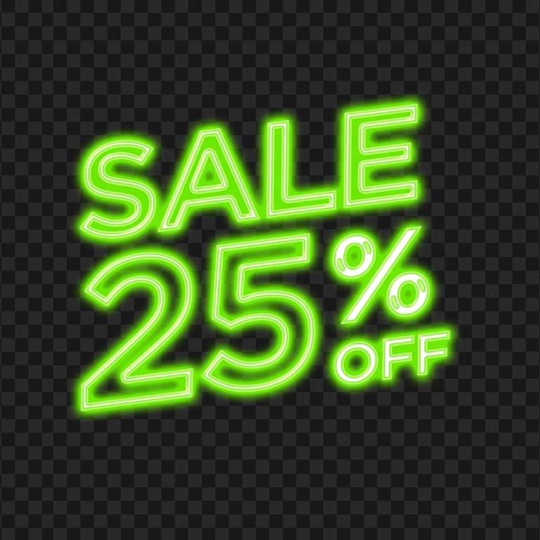 25% Percent Off Sale Neon Green Sign FREE PNG | Citypng