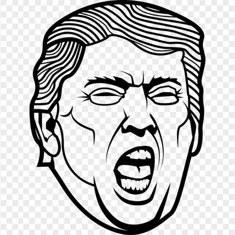 Outline Trump Angry Face Black Border | Citypng