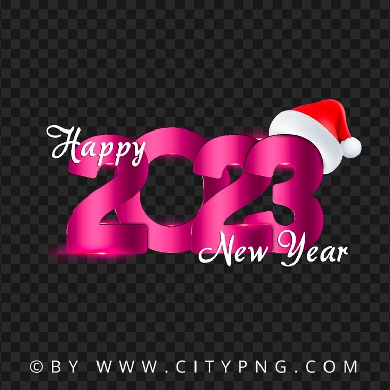 Pink 2023 Happy New Year Numbers With Santa Hat PNG | Citypng