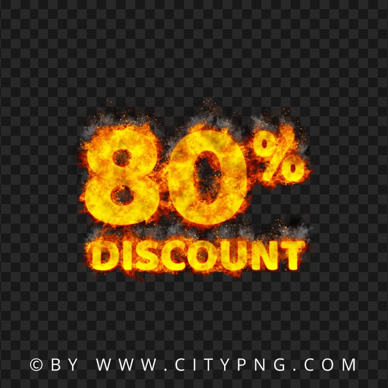 Discount 80 Percent Text On Fire Logo Sign FREE PNG | Citypng