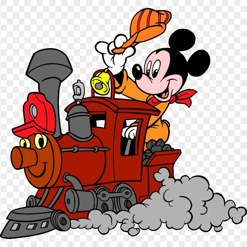 HD Cartoon Mickey Mouse Riding Train PNG | Citypng