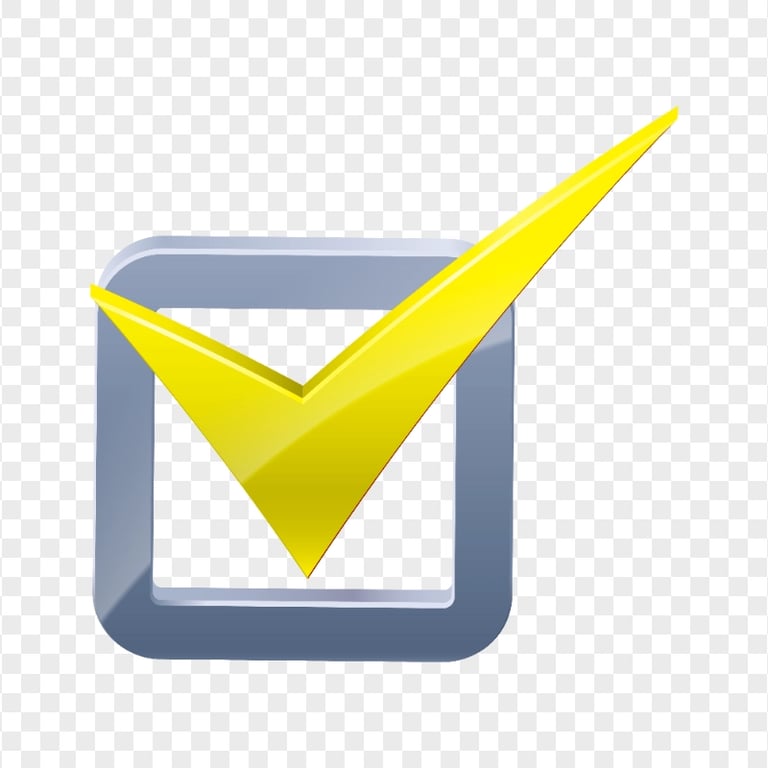 HD 3D Yellow Tick Mark In Silver Box Icon PNG | Citypng