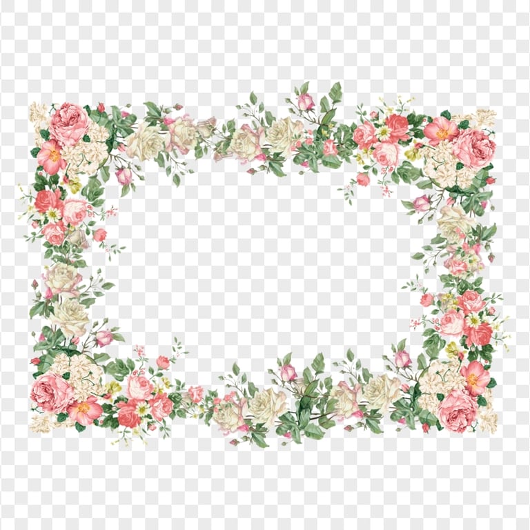 Roses Floral Horizontal Frame Image PNG | Citypng
