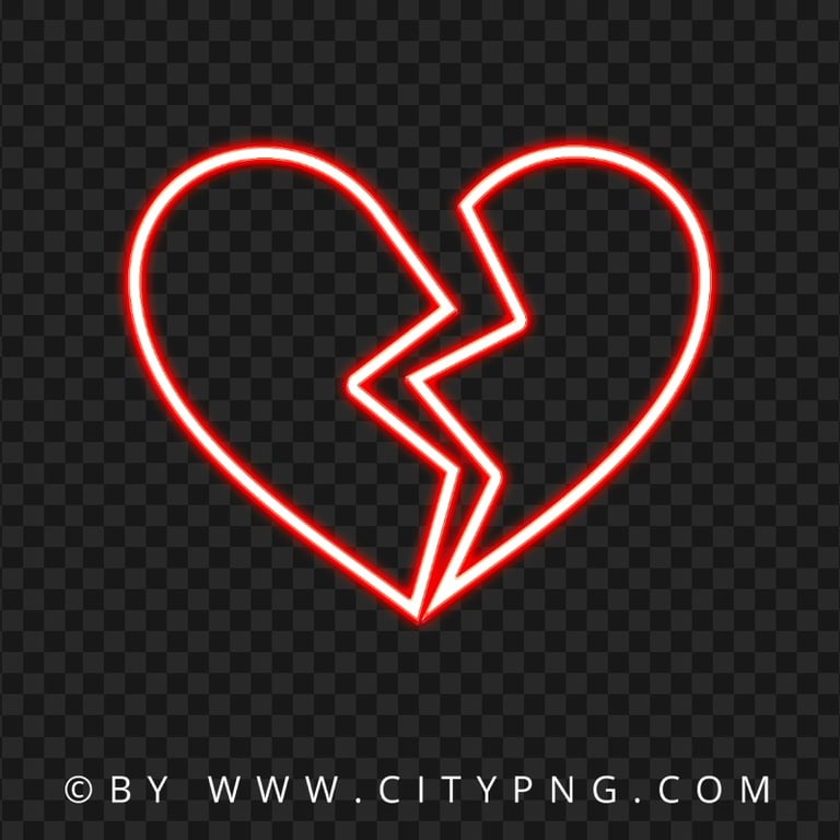 HD Neon Broken Red Heart Transparent PNG | Citypng