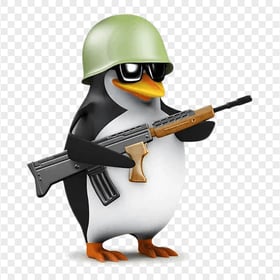 HD Cartoon Army Penguin Holding Gun PNG | Citypng