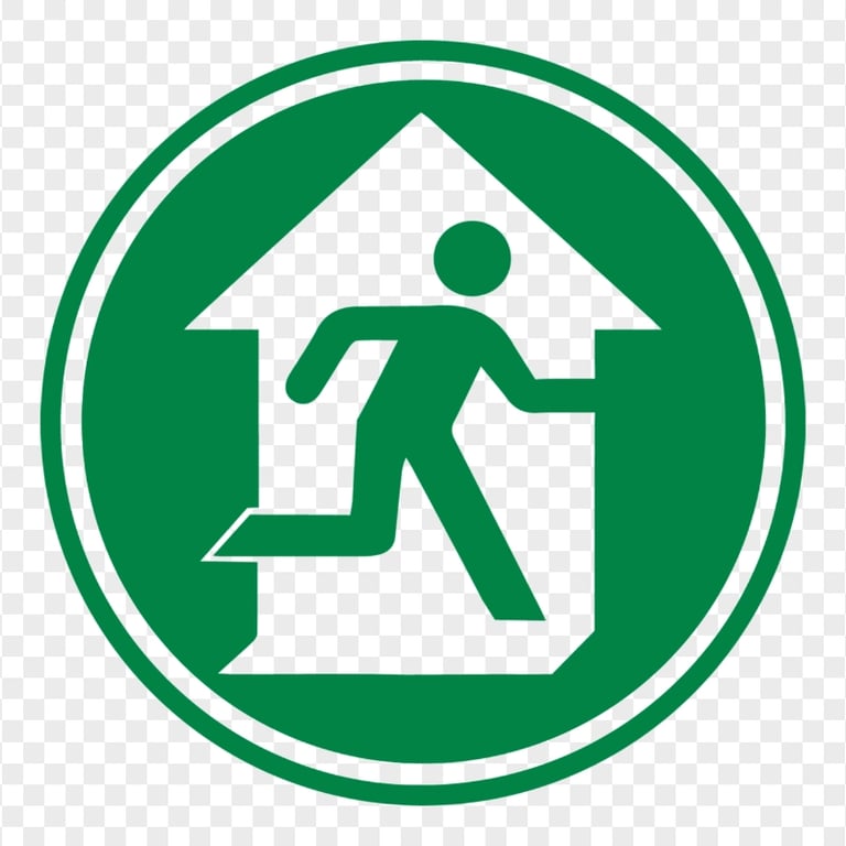 HD Round Emergency Exit Escape Sign Icon Symbol PNG | Citypng