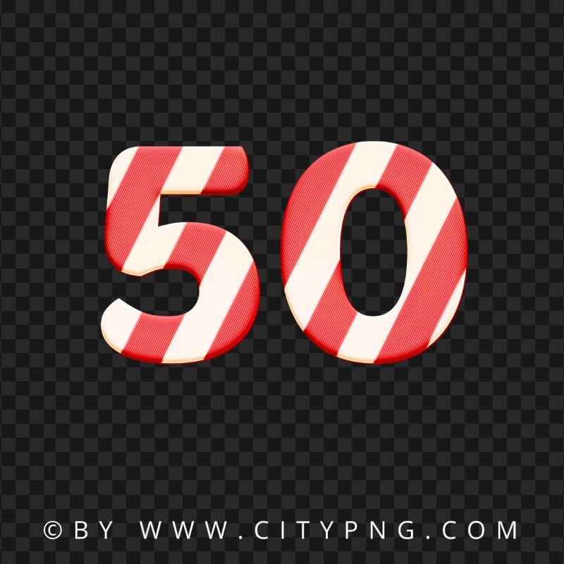 50 Text Number Christmas Candy Cane Style PNG | Citypng