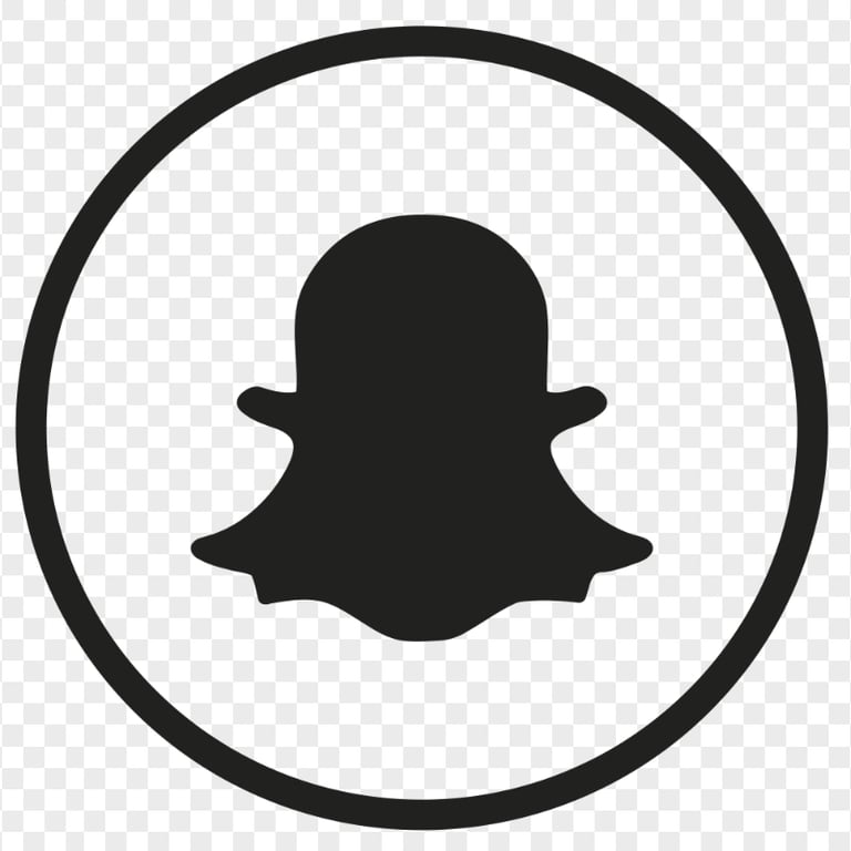 Round Outline Snapchat Logo Icon Ghost Black PNG | Citypng