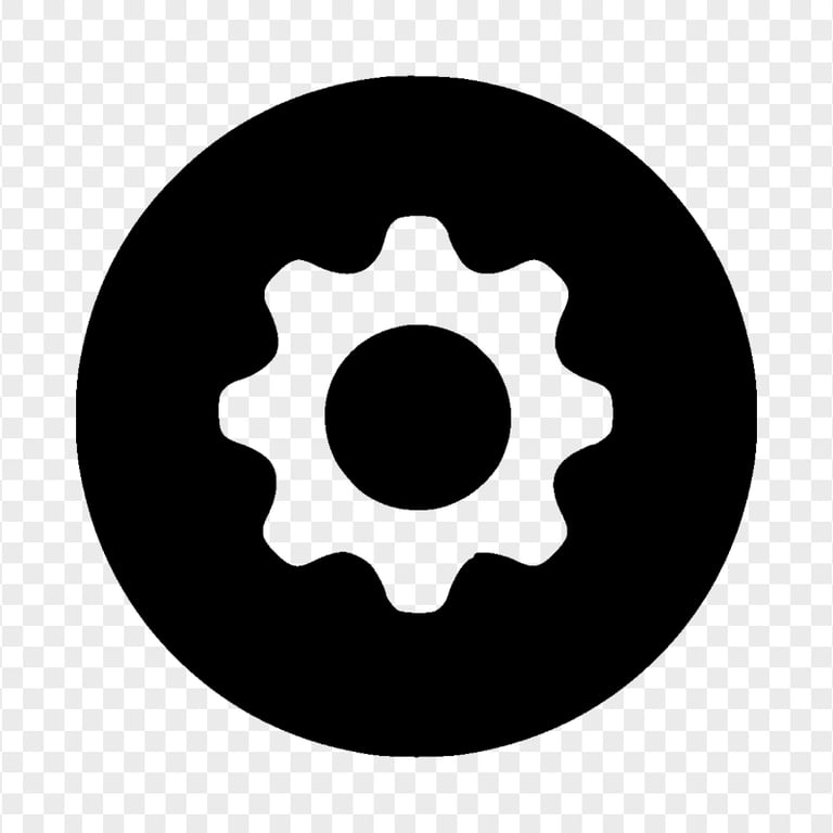 Black Round Cog Gear Icon PNG Image | Citypng