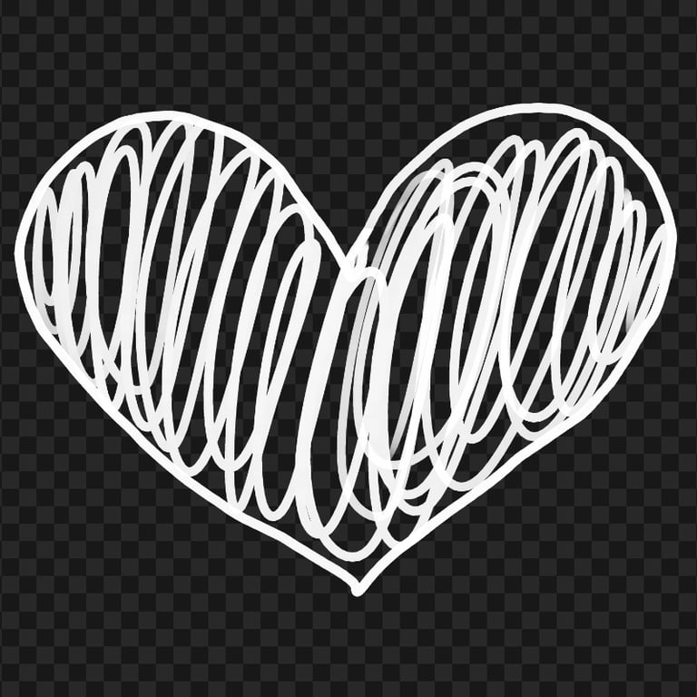 HD White Lines Sketch Heart PNG | Citypng