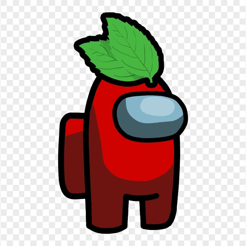 HD Red Among Us Crewmate Character With Leaf Hat PNG | Citypng