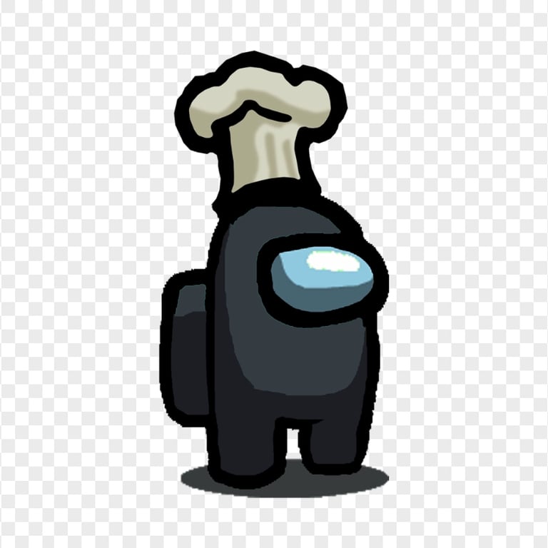 HD Black Among Us Character With Chef Hat On Head PNG | Citypng