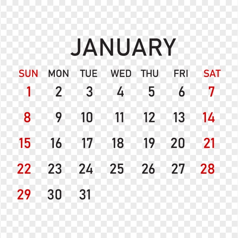 PNG 2023 January Calendar | Citypng