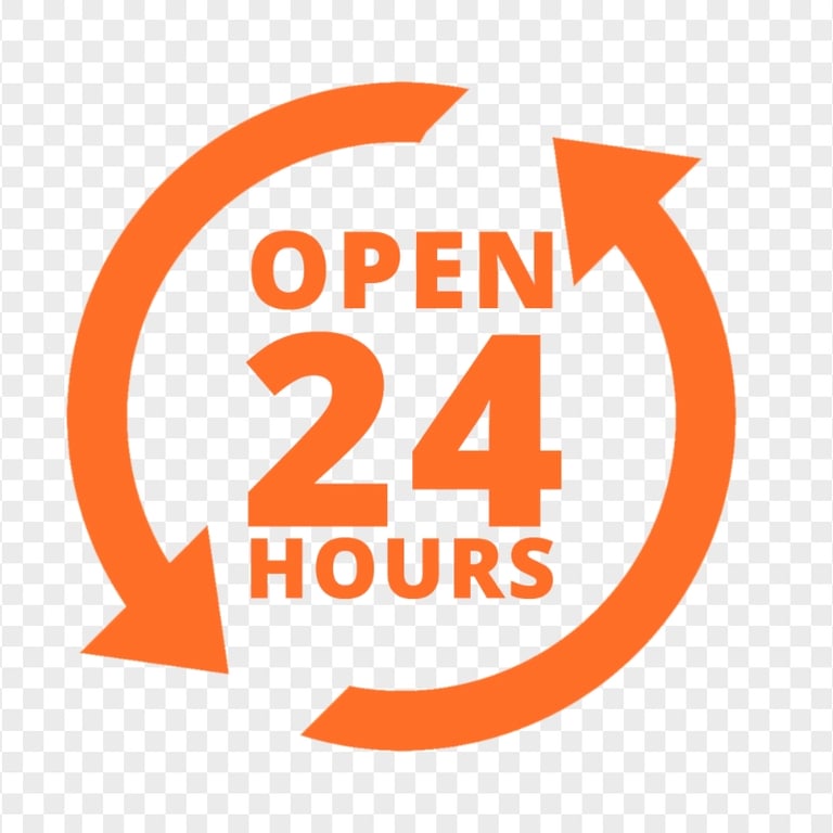 Open 24 Hours Blue Logo Icon Sign PNG | Citypng