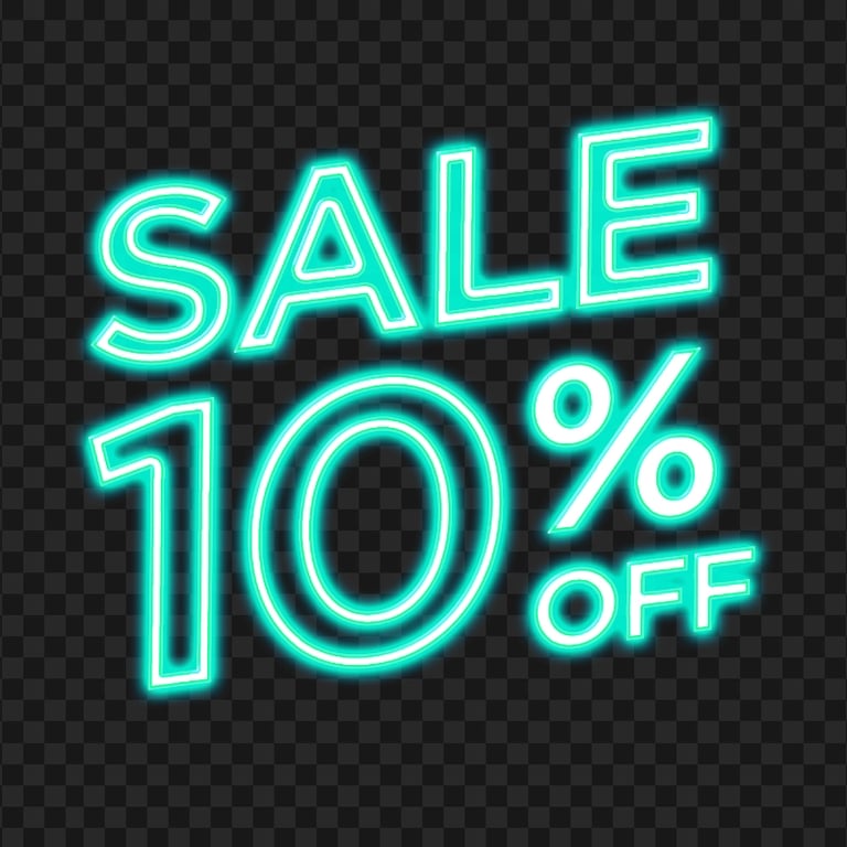 10% Off Sale Blue Green Neon Sign FREE PNG | Citypng