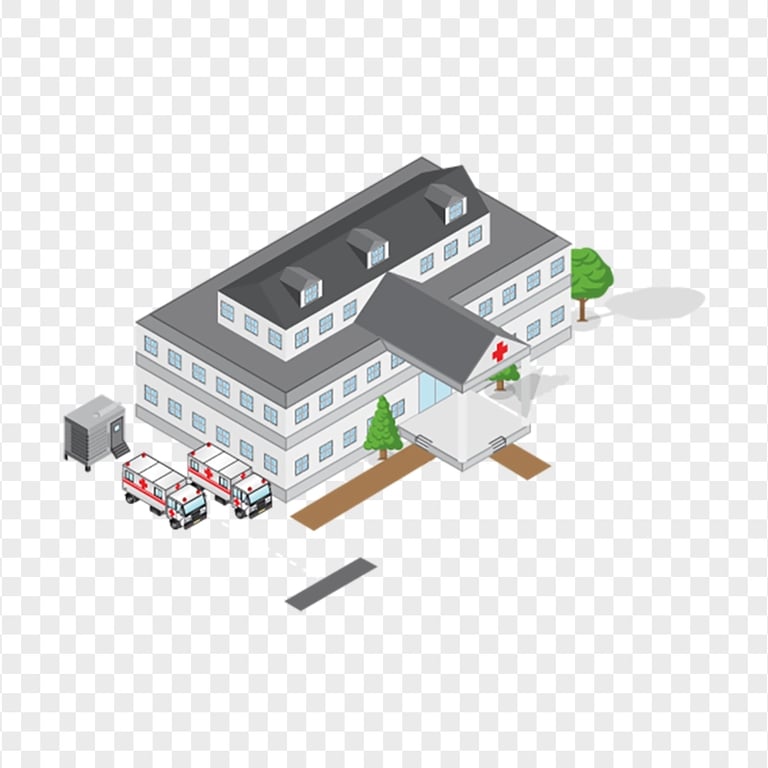 3D Cartoon Hospital Health Isometric Illustration | Citypng