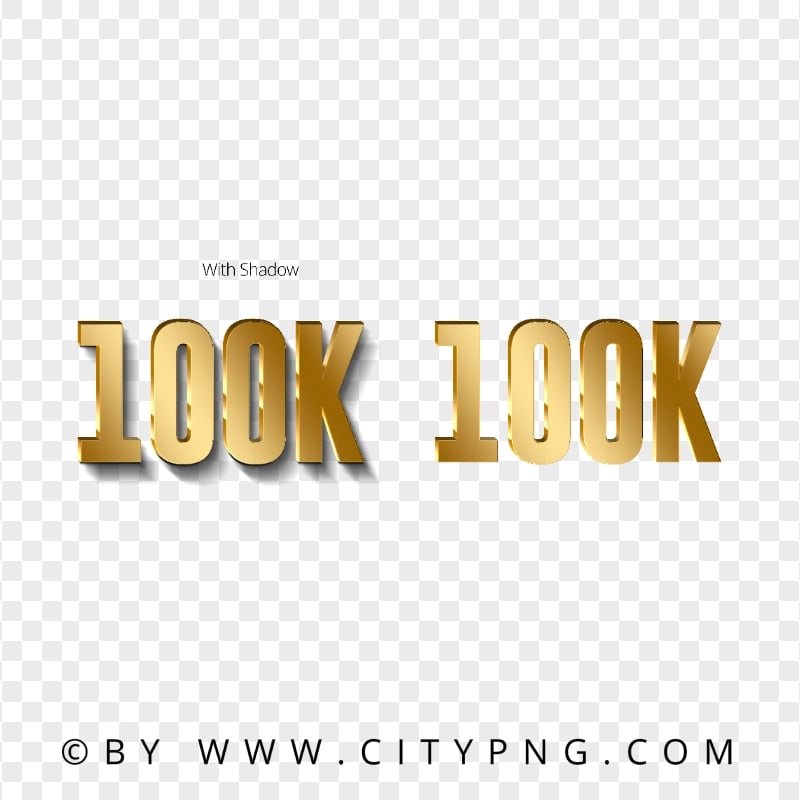 HD 100K Gold Number Text Transparent Background | Citypng