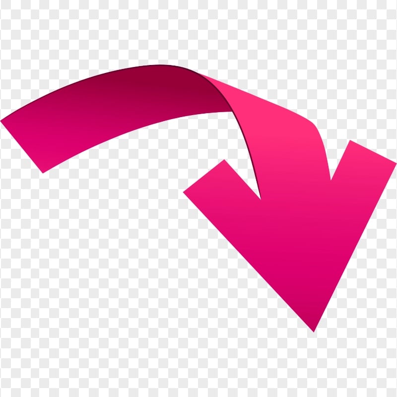 Vector 3D Pink Curved Arrow Point Down | Citypng