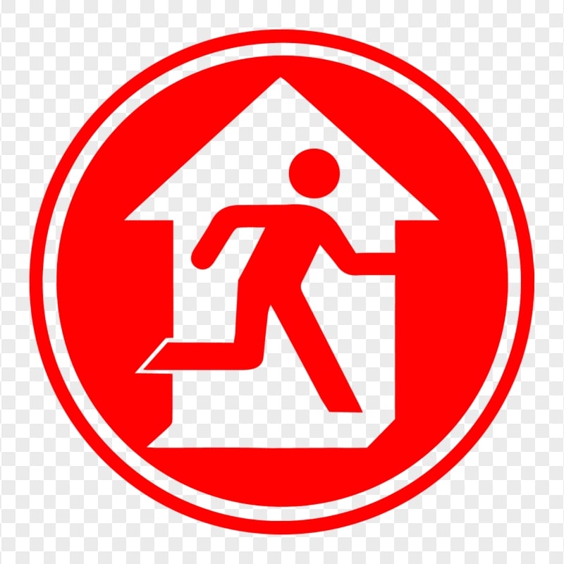 Red Round Emergency Exit Escape Sign Icon Symbol PNG | Citypng