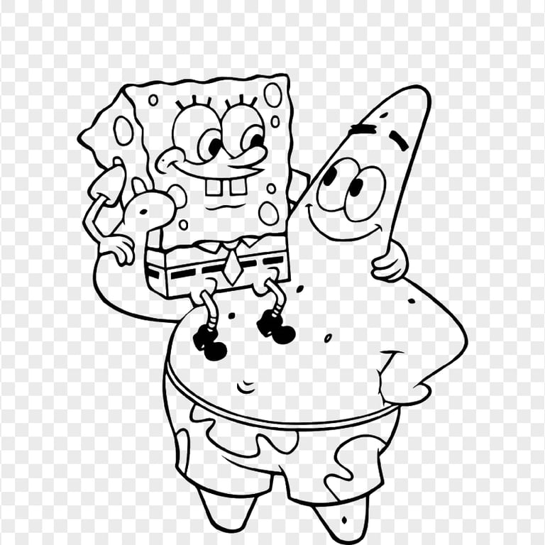 HD Spongebob With Patrick Outline Characters Transparent PNG | Citypng