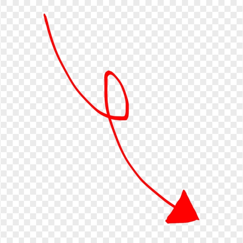 HD Red Line Art Drawn Arrow Pointing Down Right PNG | Citypng