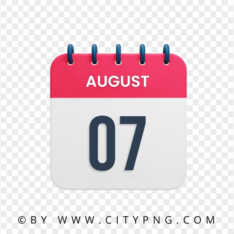 7th August Date Vector Calendar Icon HD Transparent PNG | Citypng