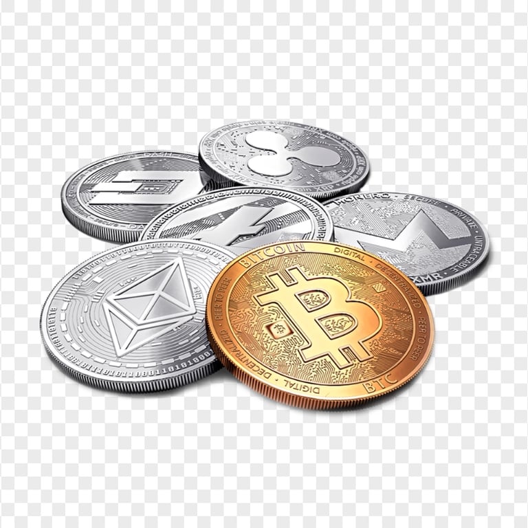 HD Group Of Cryptocurrency BTC XMR XRP ETH Coins PNG | Citypng
