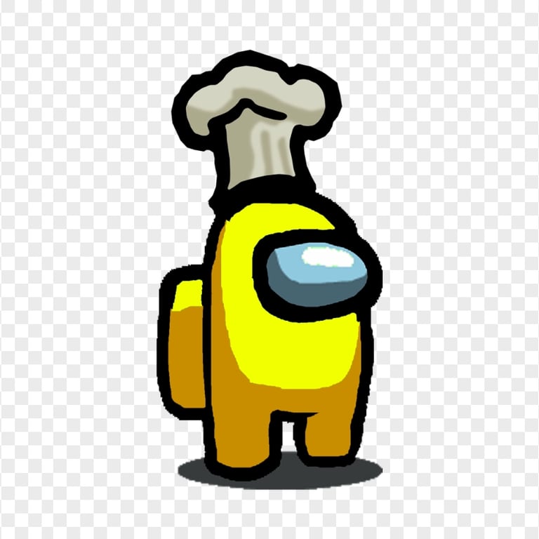 HD Yellow Among Us Character With Chef Hat On Head PNG | Citypng