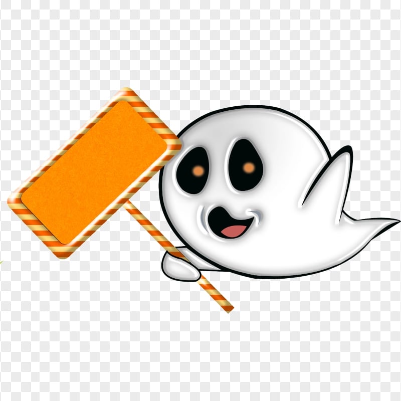 Halloween Cartoon Ghost Holding Blank Sign PNG IMG | Citypng