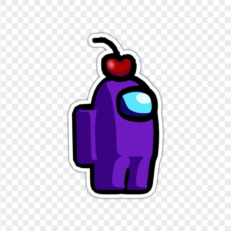 HD Purple Among Us Character Cherry Hat Stickers PNG | Citypng