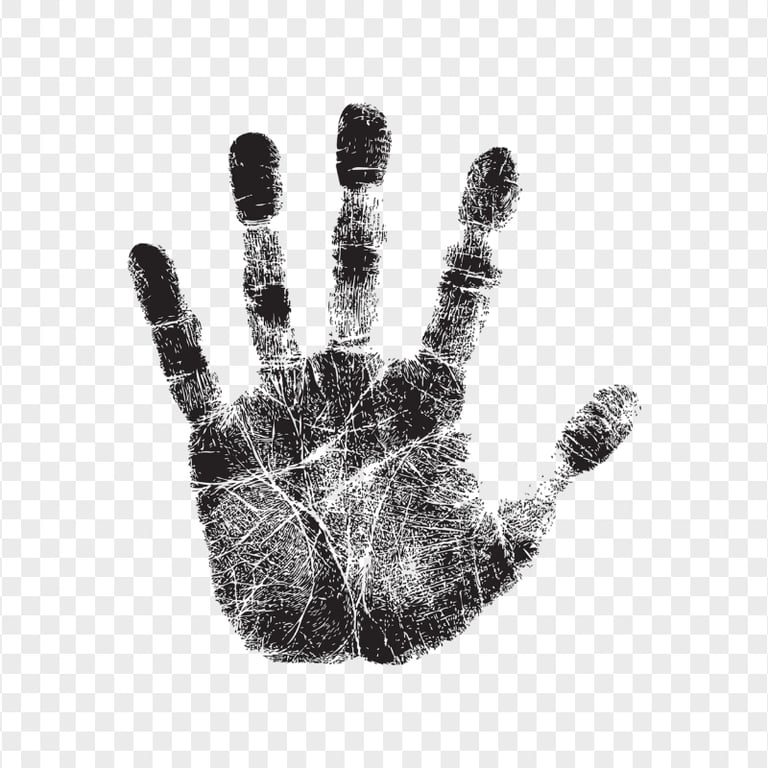 HD Black Stop Hand Print Sign PNG | Citypng