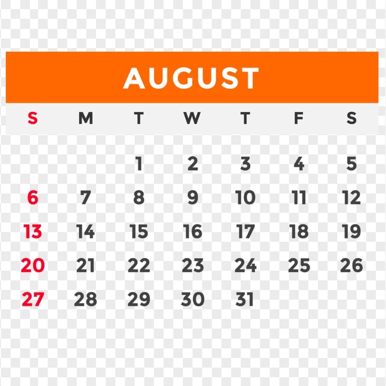 August 2023 Calendar PNG Image | Citypng