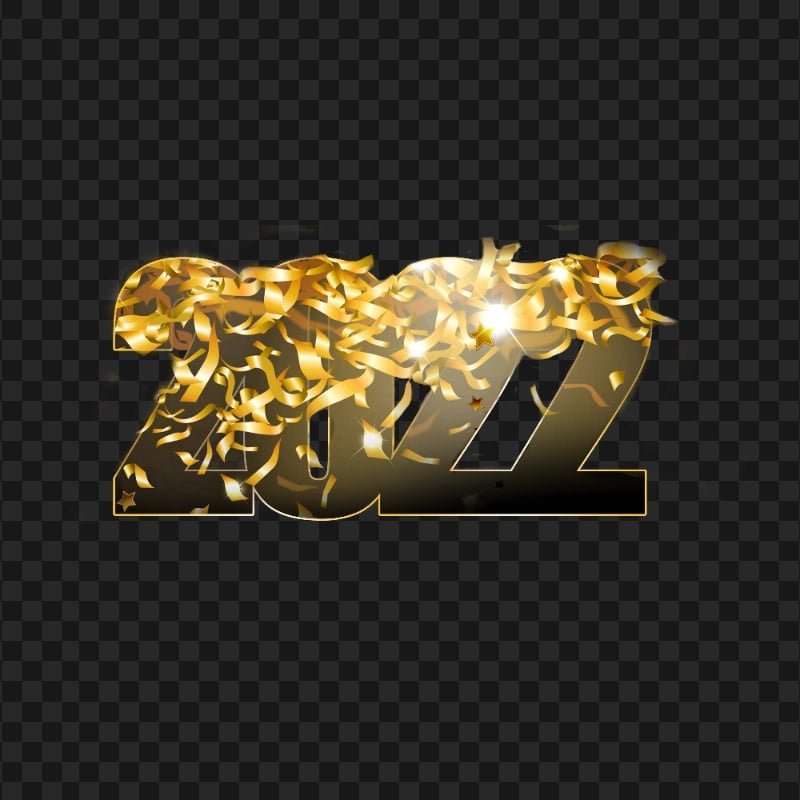 HD Gold 2022 Text With Confetti PNG | Citypng