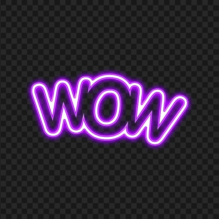 Wow Purple Neon Expression Word Transparent Background | Citypng